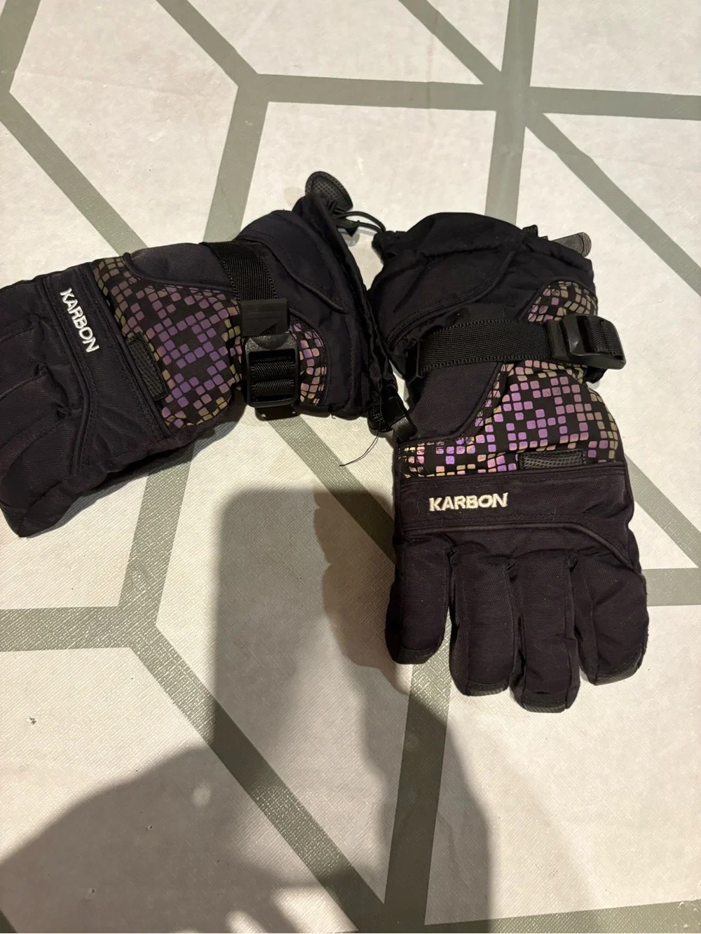 Accessories | Karbon Black Skisnow Gloves With Purple Accent | Poshmark